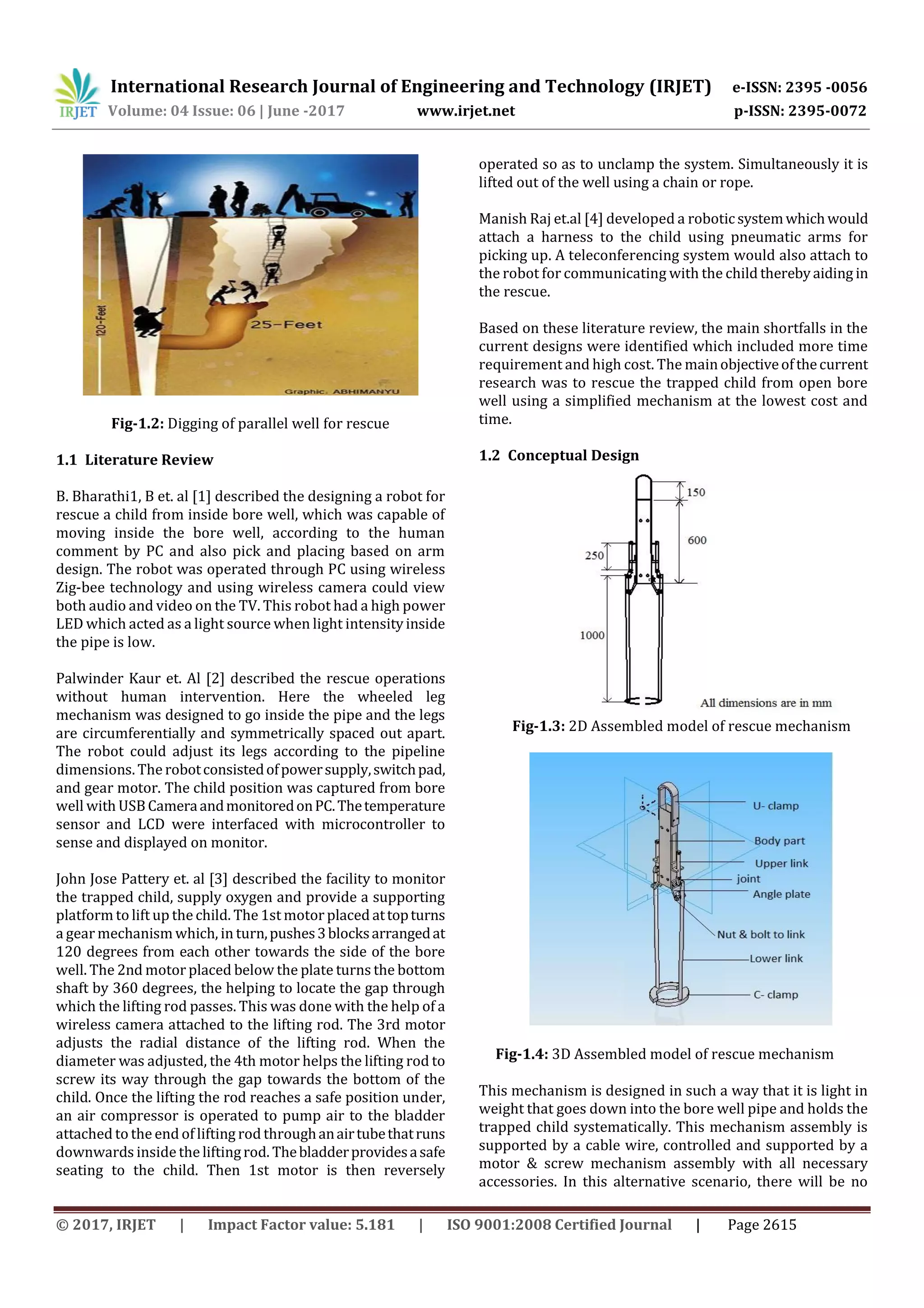 Design and Development of Child Rescue Mechanism from Open Bore Well | PDF