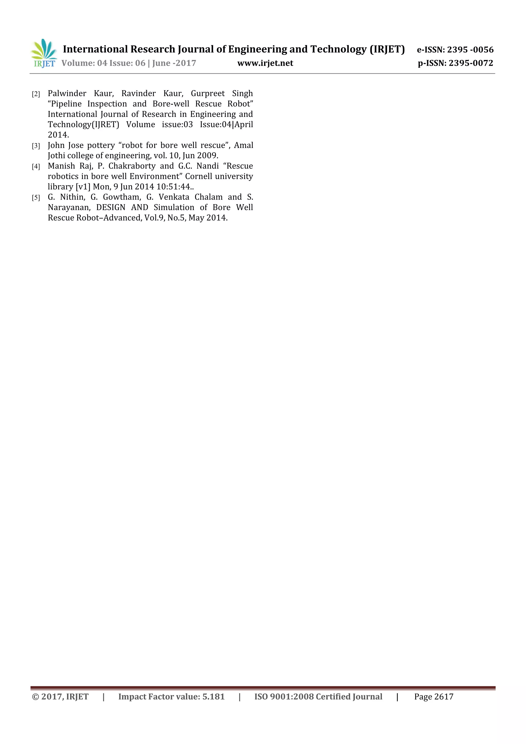 Design and Development of Child Rescue Mechanism from Open Bore Well | PDF