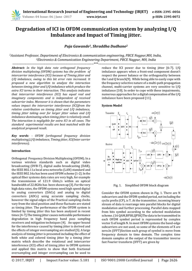 Degradation of ICI in OFDM Communication System by Analyzing I/Q ...
