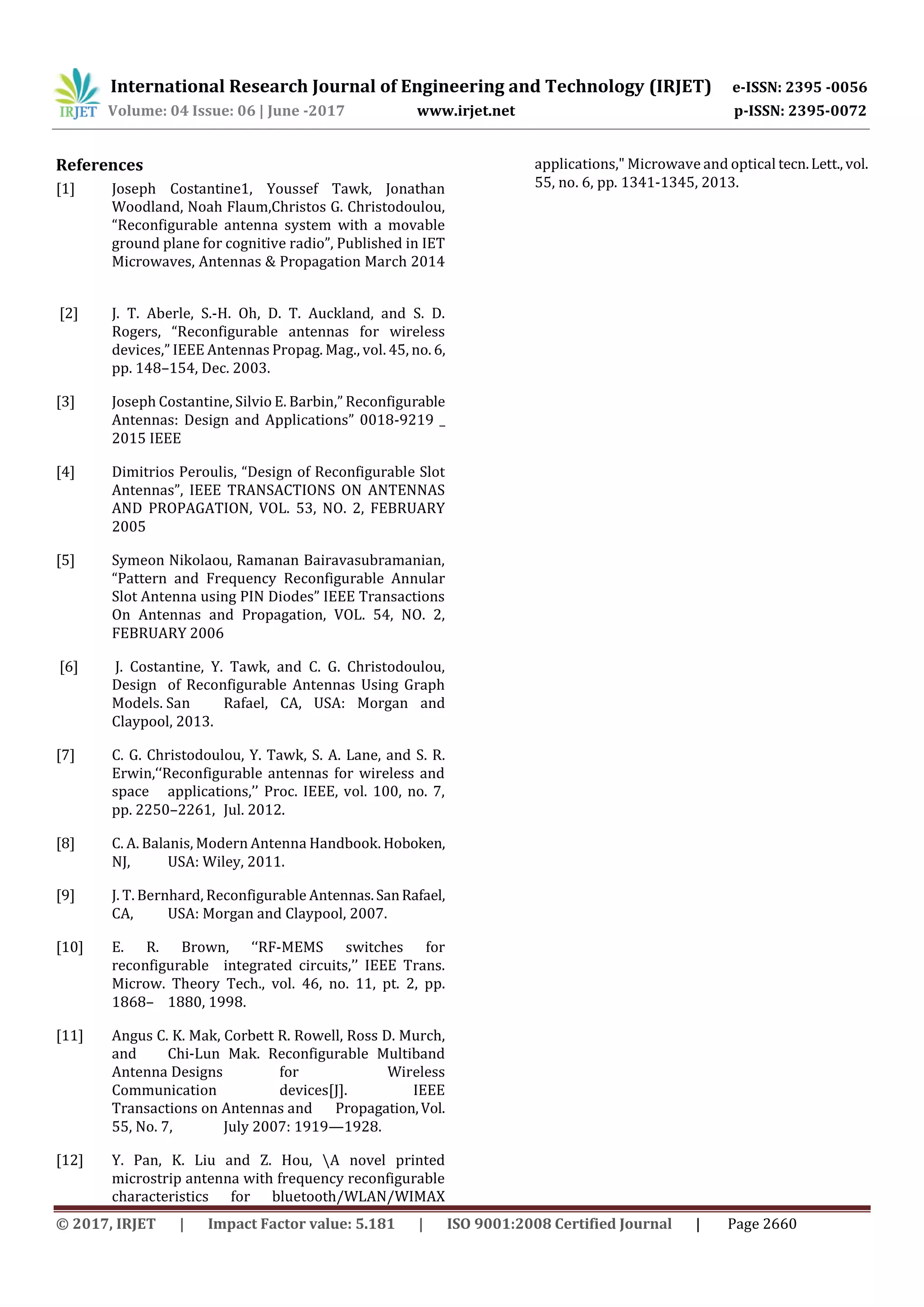 Design and Implementation of Reconfigurable Antenna | PDF