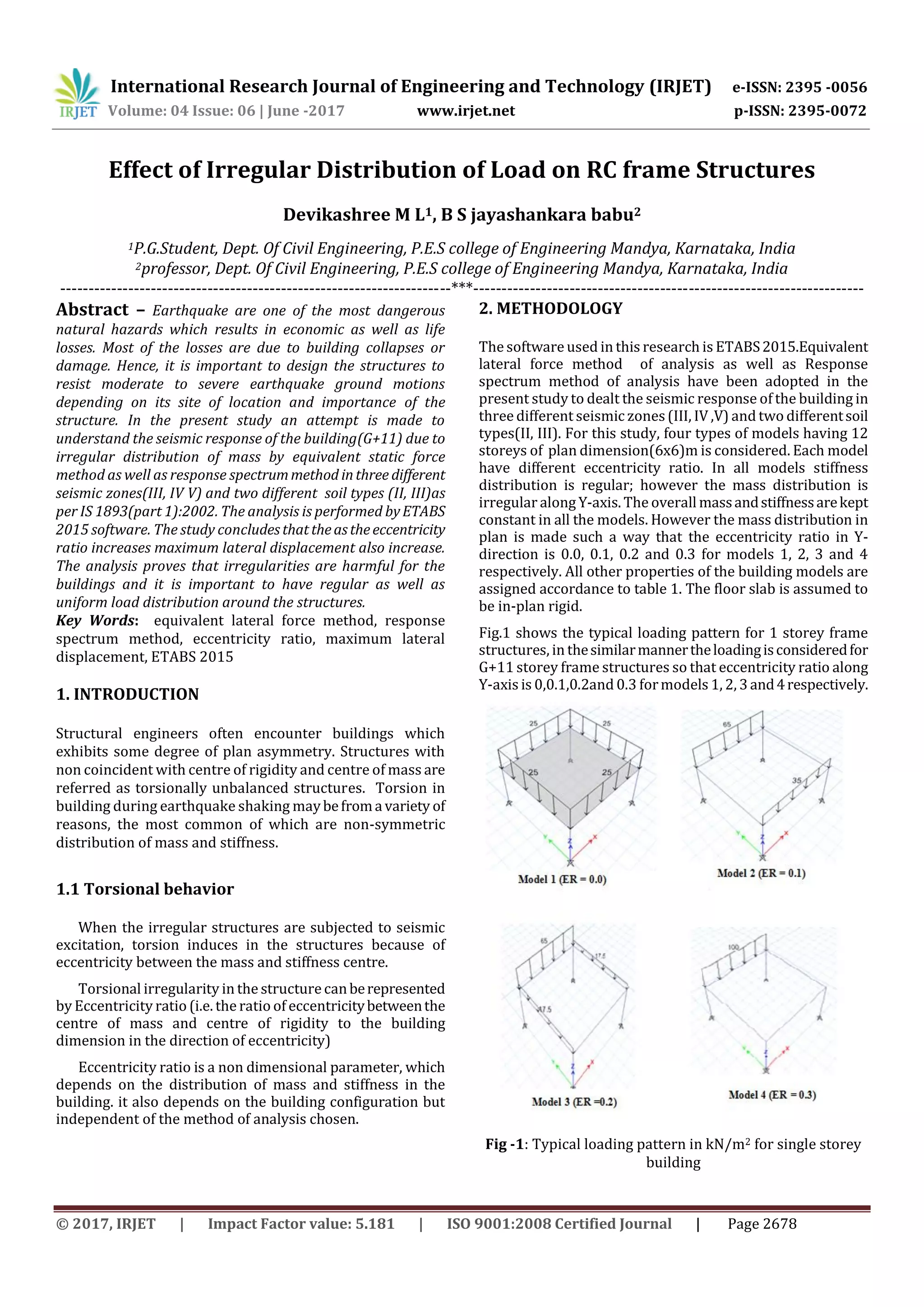 Effect of Irregular Distribution of Load on RC Frame Structures | PDF | Civil Engineering ...