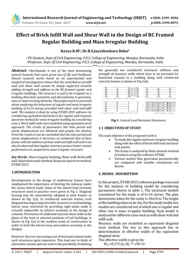 Effect of Brick Infill Wall and Shear Wall in the Design of RC Framed ...