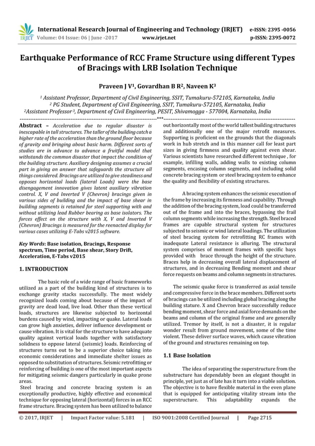 Earthquake Performance of RCC Frame Structure using different Types of ...