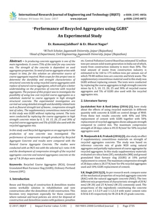 Performance of Recycled Aggregates using GGBS An Experimental Study ...