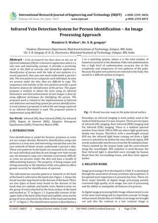 Infrared Vein Detection System For Person Identification – An Image Processing Approach | PDF