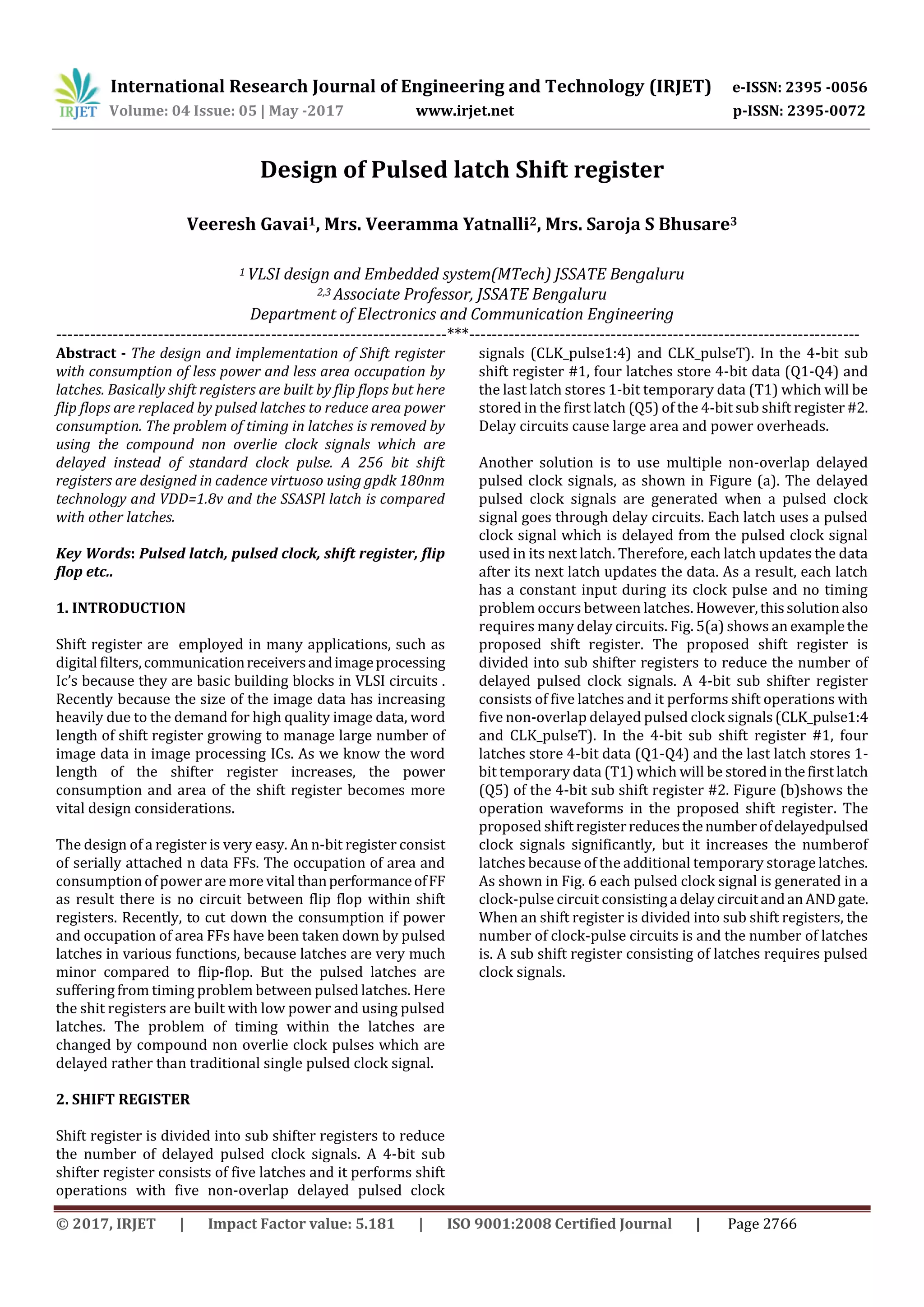 Design of Pulsed latch Shift register | PDF