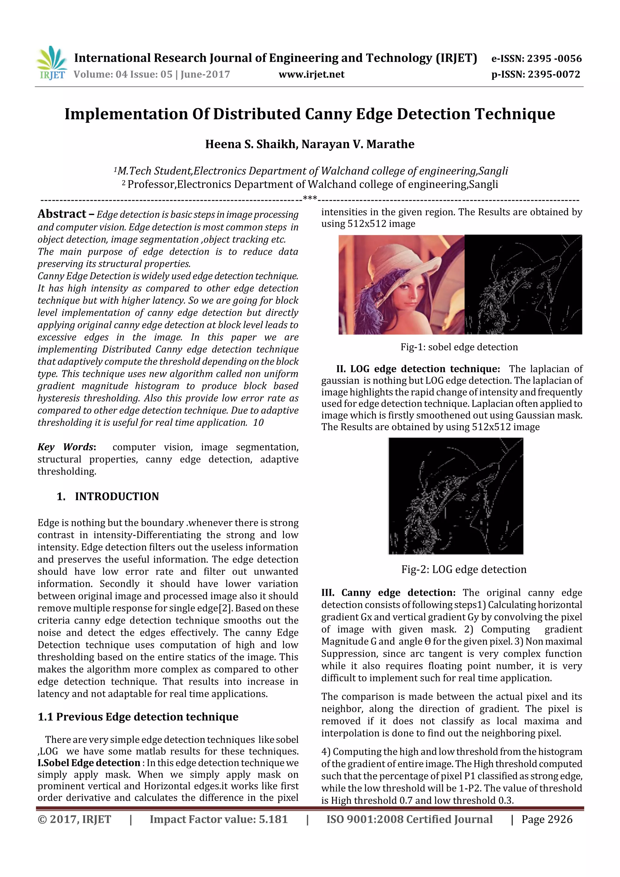 Implementation Of Distributed Canny Edge Detection Technique Pdf