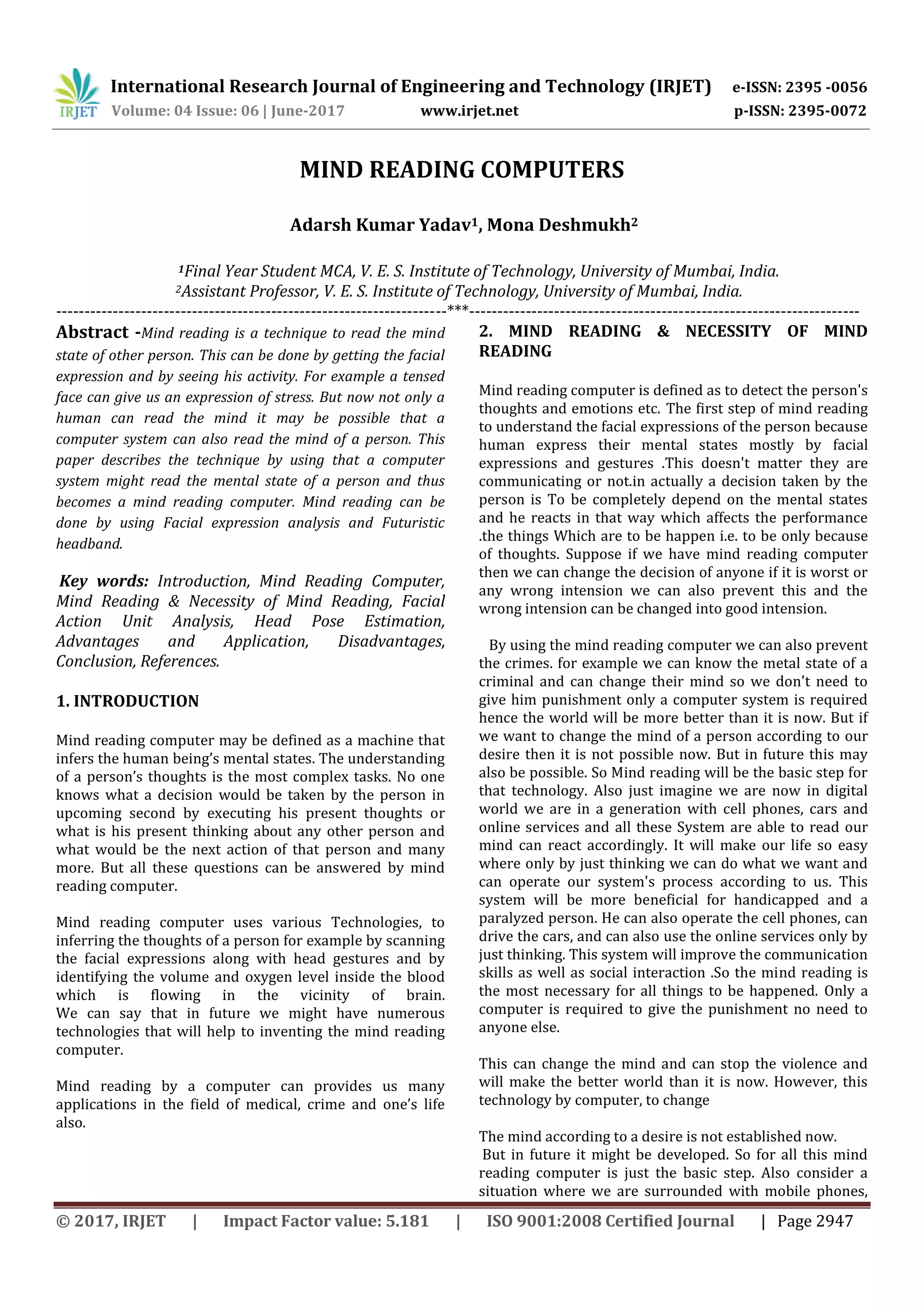 Mind Reading Computers | PDF | Brain and Nervous System Disorders ...