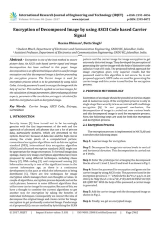 Encryption of Decomposed Image by using ASCII Code based Carrier Signal | PDF