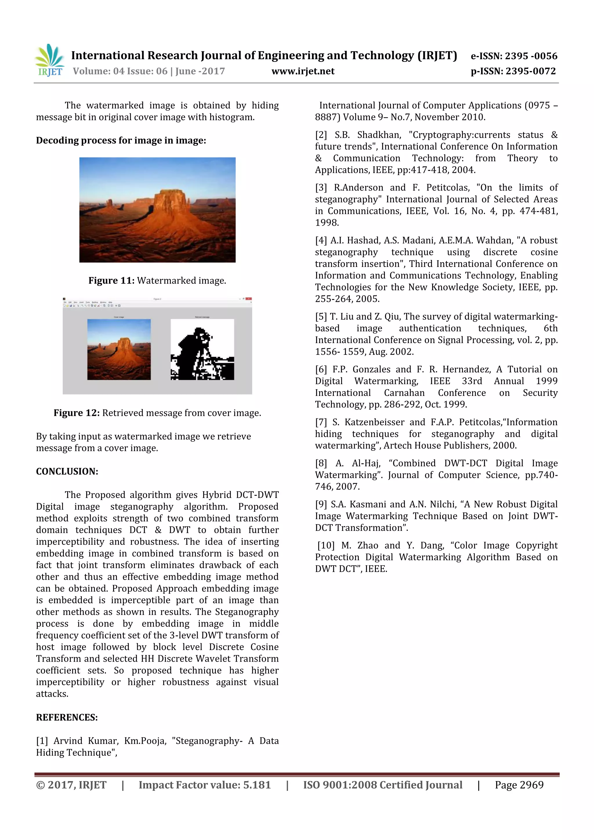 Hybrid DCT-DWT Digital Image Steganography | PDF | Web Design and HTML ...