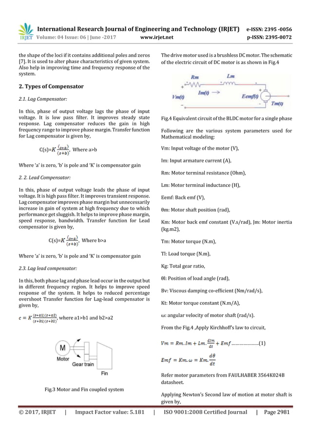 Mathematical Modelling and Simulation of Compensator for Dynamical System | PDF