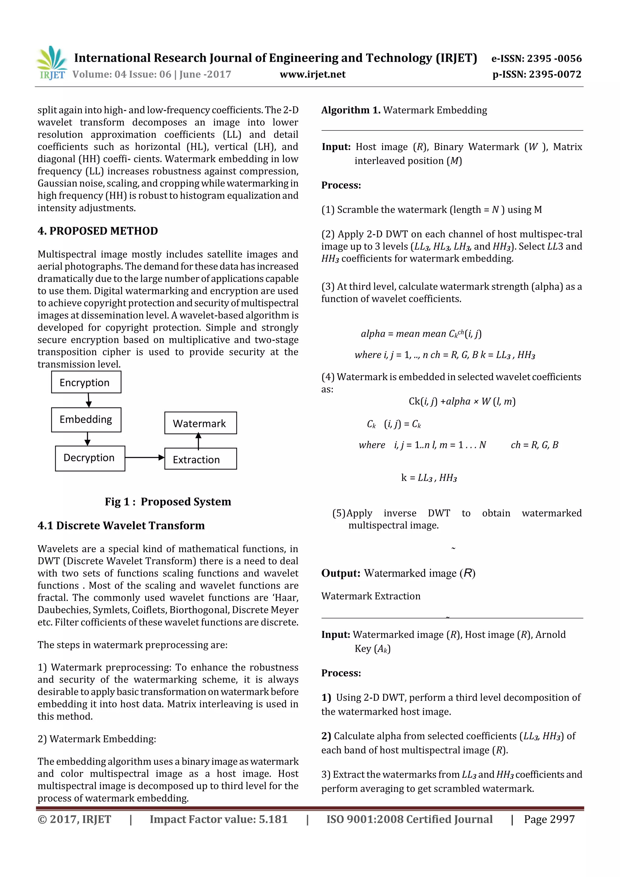 Protection of Multispectral Images using Watermarking and Encryption | PDF | Internet | Computing