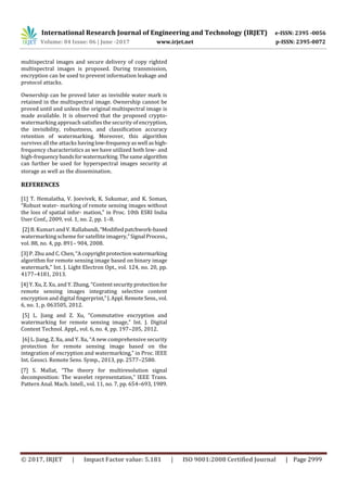 Protection of Multispectral Images using Watermarking and Encryption | PDF | Internet | Computing