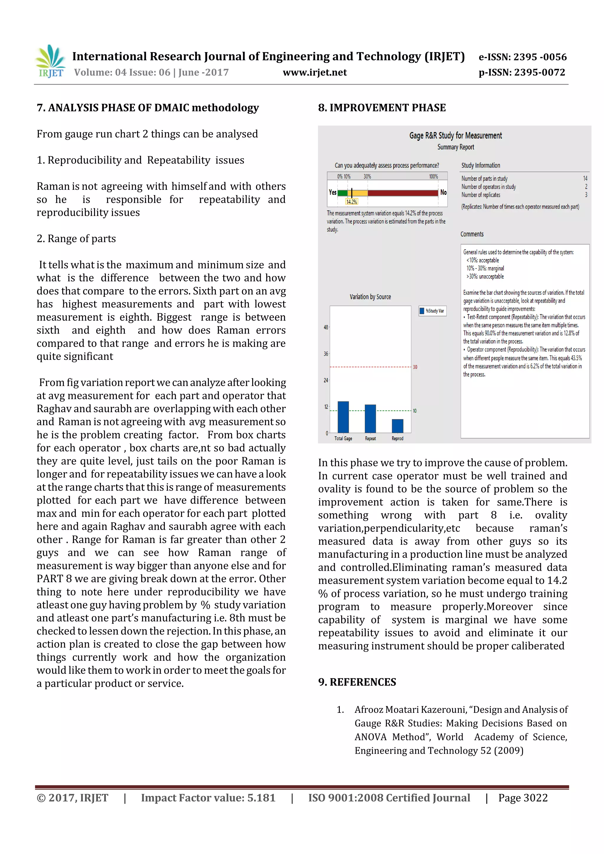 Quality Improvement Using Gr&R : A Case Study | PDF