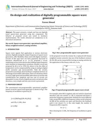 On Design and Realization of Digitally Programmable Square-Wave Generator | PDF