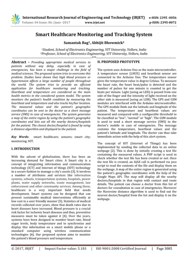 Smart Healthcare Monitoring and Tracking System | PDF