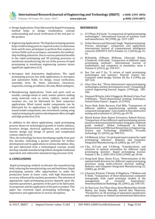 Rapid Prototyping Technology- Classification and Comparison | PDF
