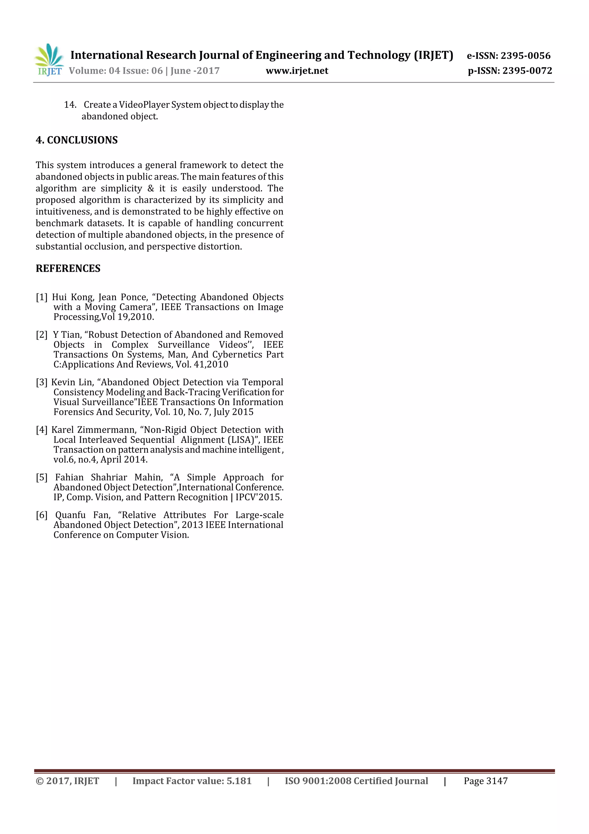 Abandoned Object Detection Based On Statistics For Labeled Regions Pdf