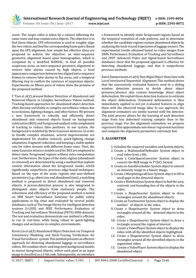 Abandoned Object Detection Based On Statistics For Labeled Regions Pdf