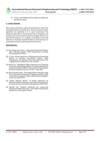 Abandoned Object Detection Based on Statistics for Labeled Regions | PDF