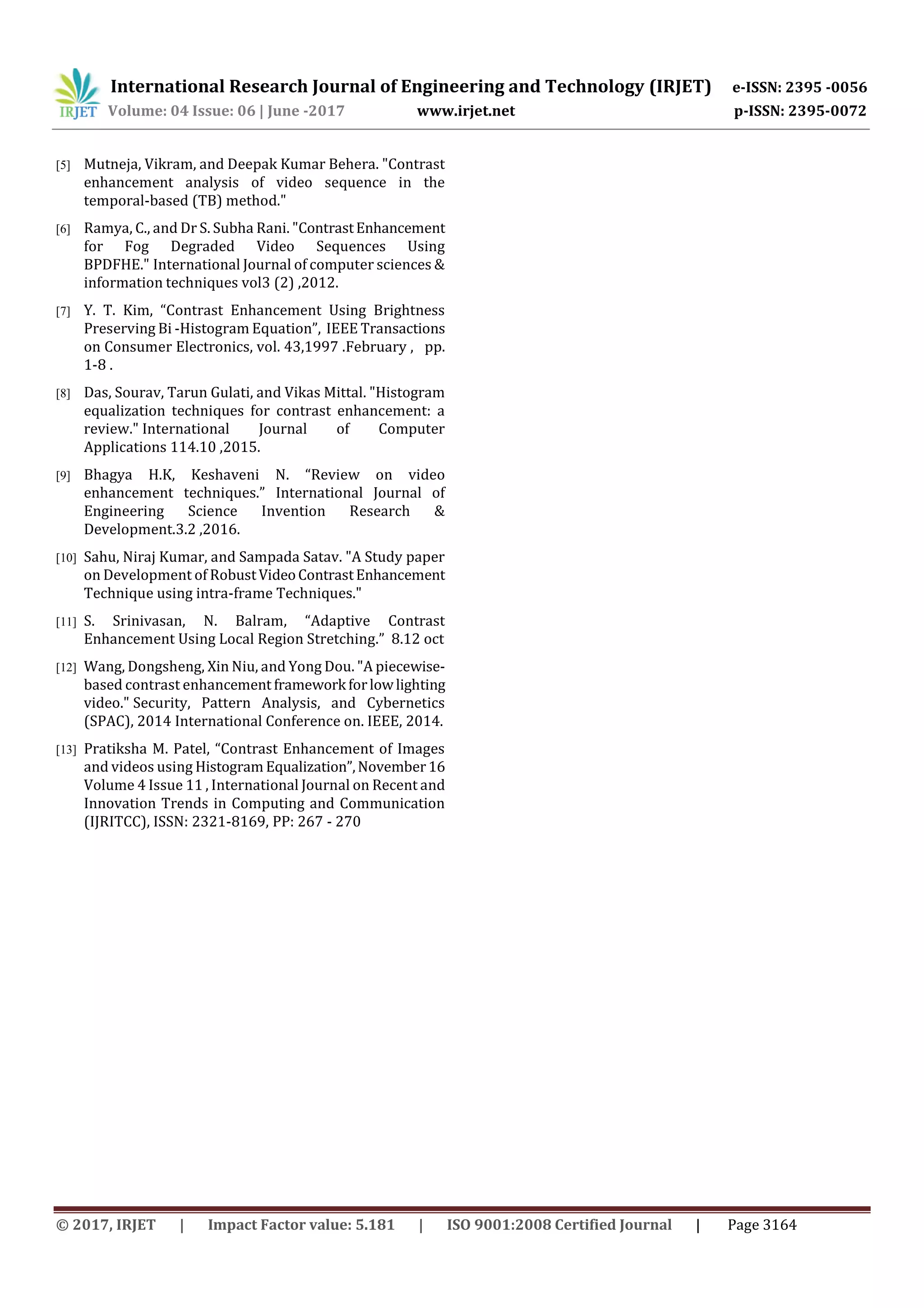 Comparitive Analysis For Pre Processing Of Images And Videos Using Histogram Equalization