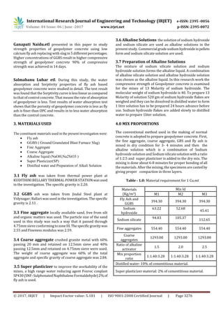 IRJET-Study on Strength and Durability Aspects of Geopolymer Concrete ...