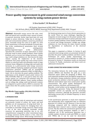 IRJET-Power Quality Improvement in Grid Connected Wind Energy Conversion Systems by Using Custom ...