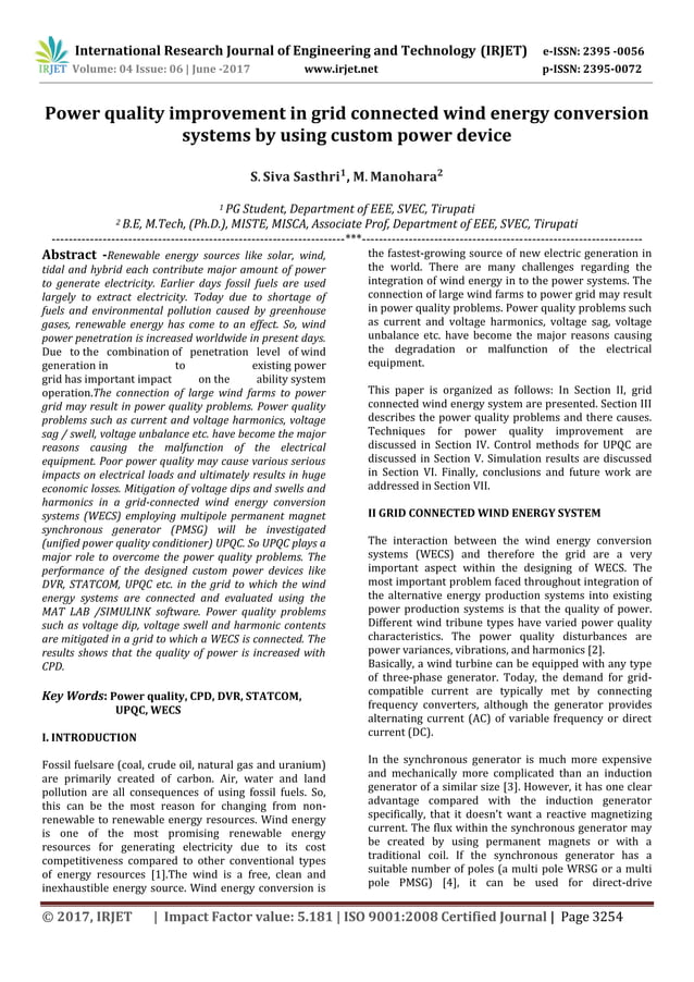 IRJET-Power Quality Improvement in Grid Connected Wind Energy Conversion Systems by Using Custom ...