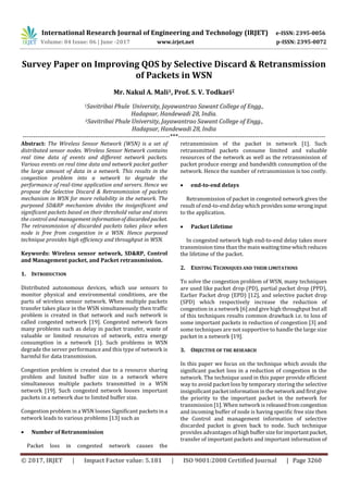 IRJET-Survey Paper on Improving QOS by Selective Discard & Retransmission of Packets in WSN ...