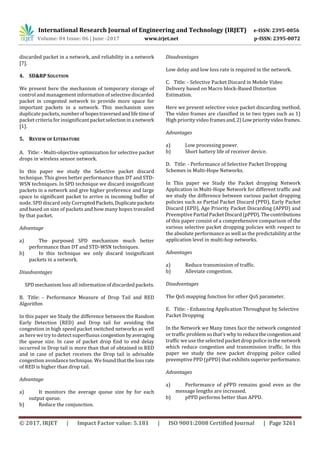 IRJET-Survey Paper on Improving QOS by Selective Discard & Retransmission of Packets in WSN ...