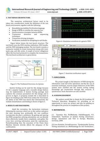 IRJET-Assertion Based Verification Strategy for a Generic First in First Out(FIFO) | PDF