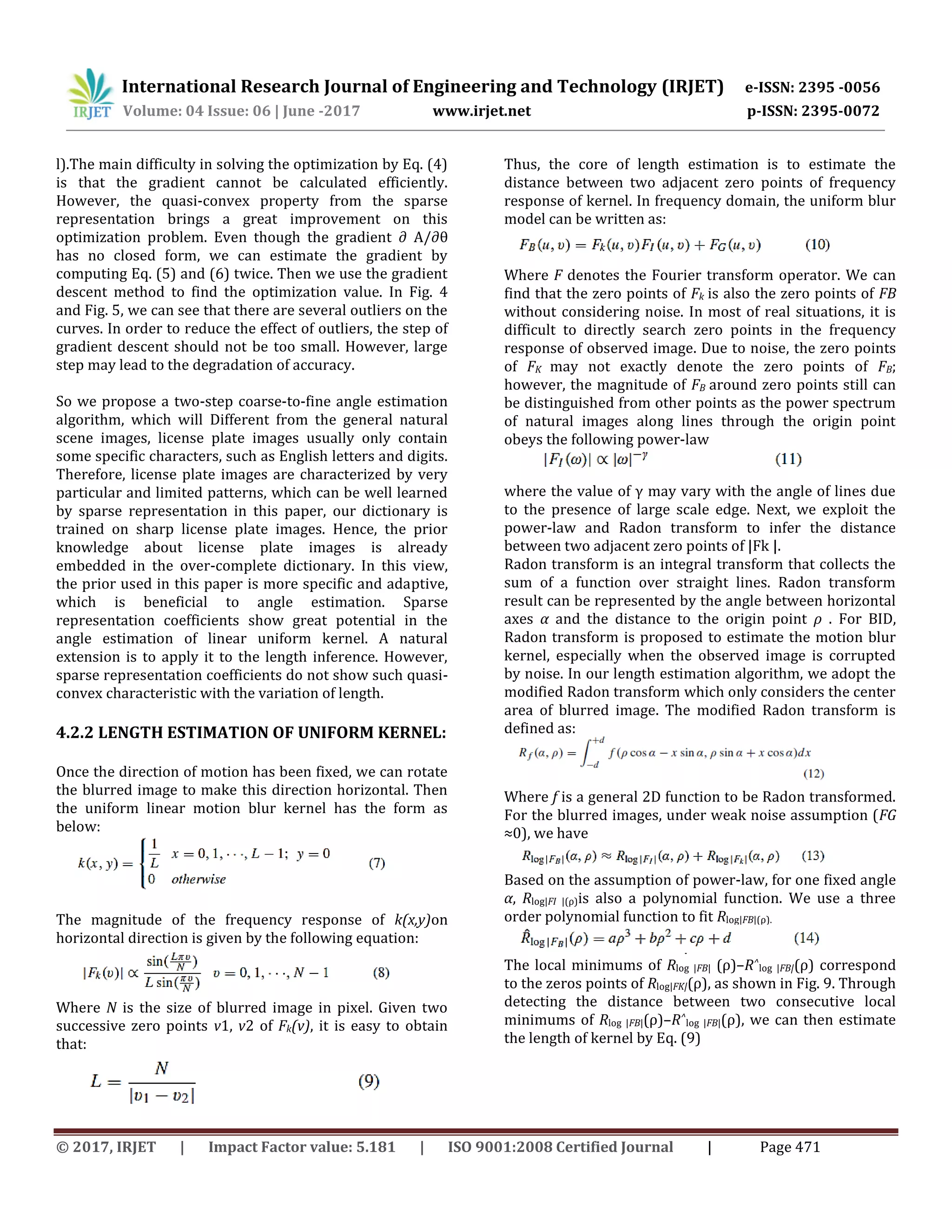 Deblurring of License Plate Image using Blur Kernel Estimation | PDF | Photo Editing Software ...