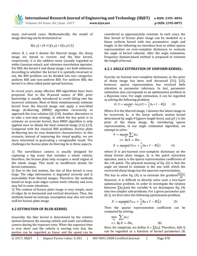 Deblurring Of License Plate Image Using Blur Kernel Estimation Pdf Photo Editing Software