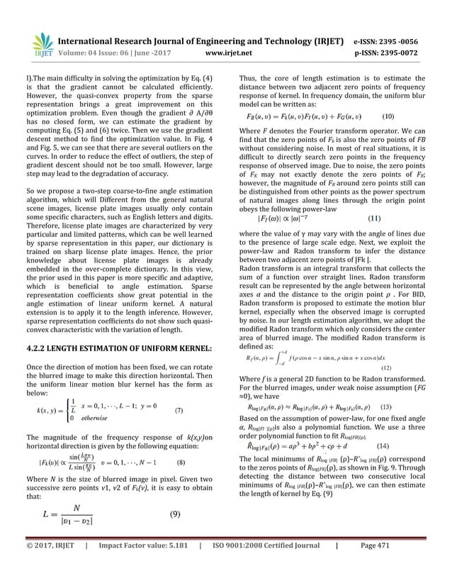 Deblurring of License Plate Image using Blur Kernel Estimation | PDF | Photo Editing Software ...