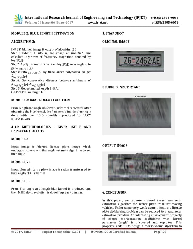 Deblurring Of License Plate Image Using Blur Kernel Estimation Pdf