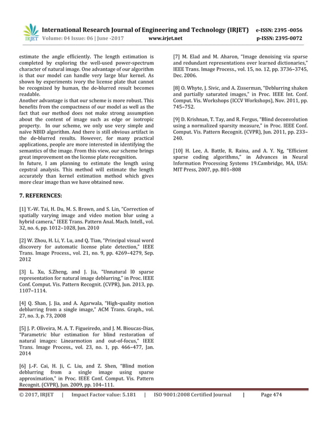 Deblurring of License Plate Image using Blur Kernel Estimation | PDF