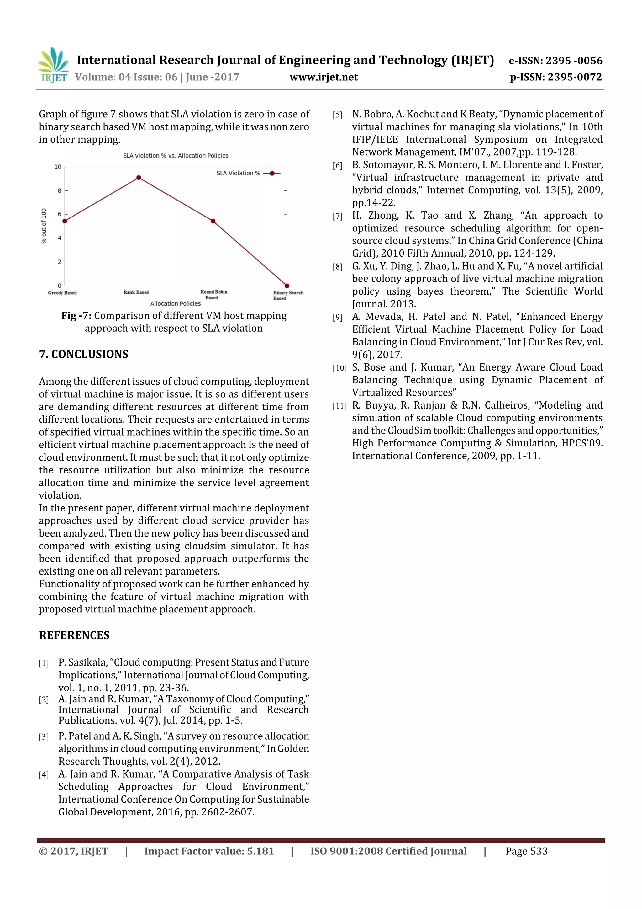Load Balancing in Cloud Computing Through Virtual Machine Placement | PDF