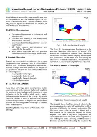 Design Optimization of Front Suspension System of a Heavy Truck using Finite Flement Analysis | PDF