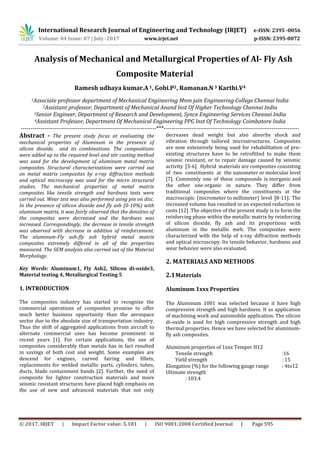 Analysis of Mechanical and Metallurgical Properties of Al- Fly Ash Composite Material | PDF