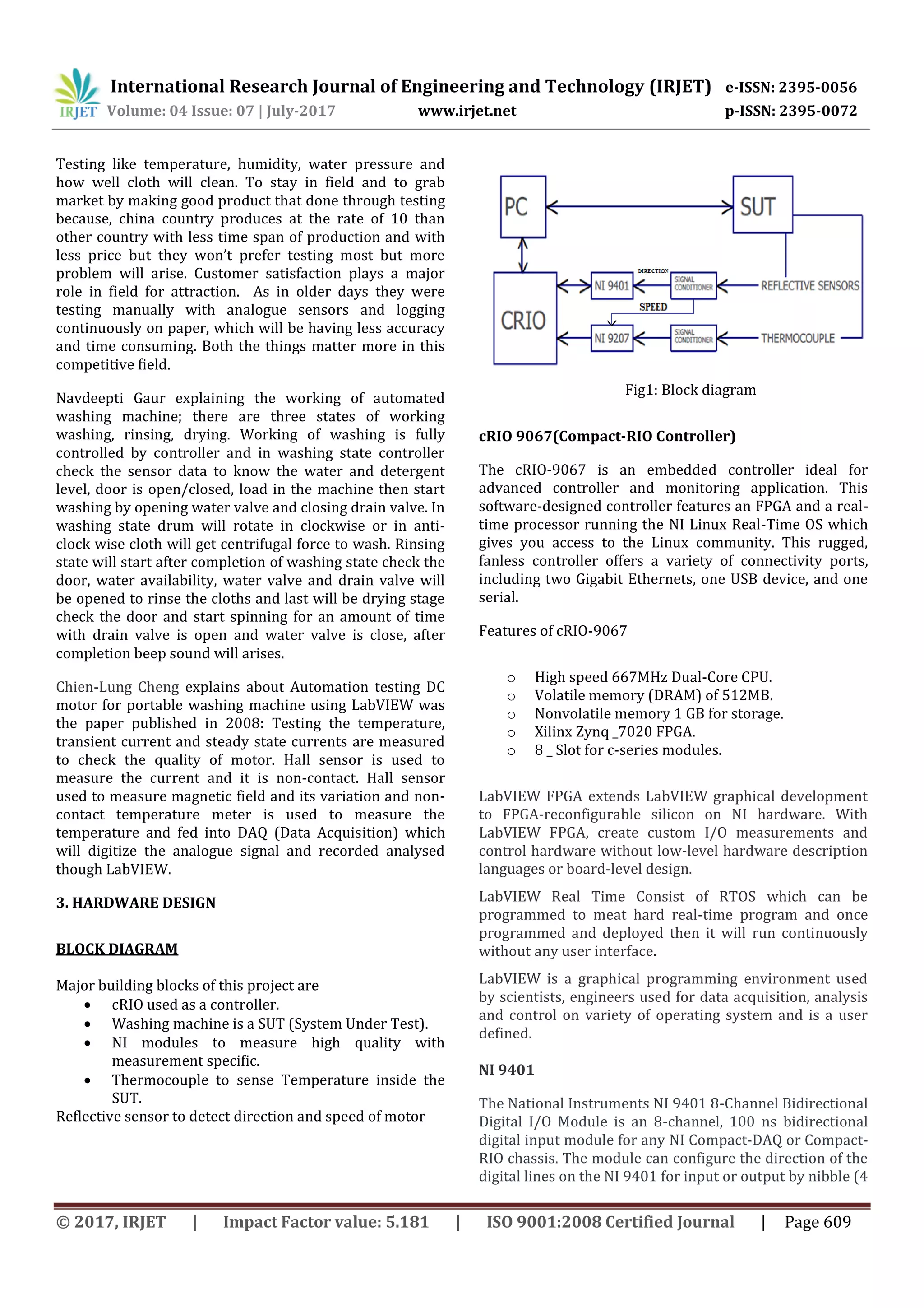 Firmware Functional Tester For Household Washing Machine Controller Using Labview Pdf