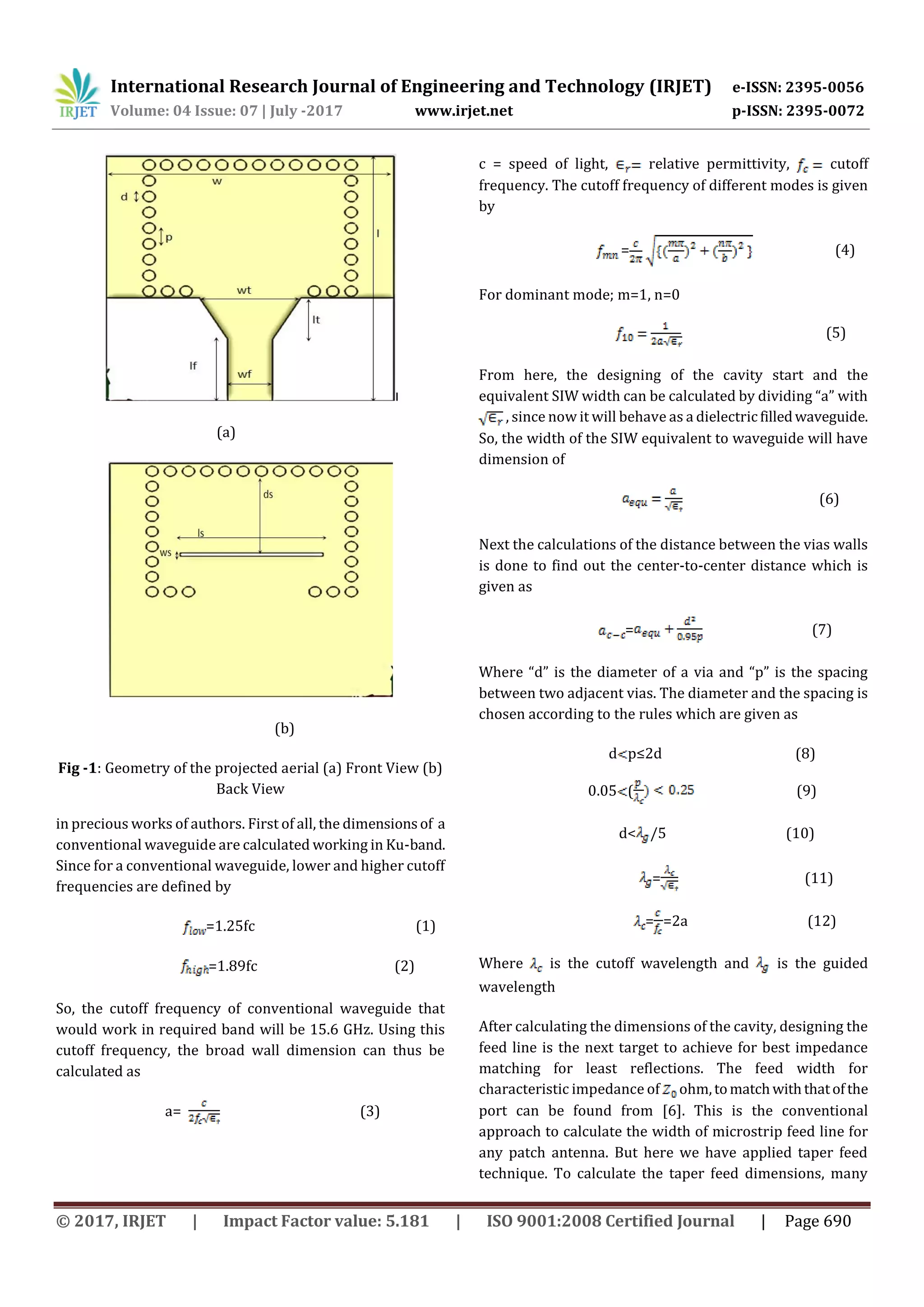 Miniaturized Cavity Backed Substrate Integrated Waveguide Antenna for Ku-Band Application | PDF