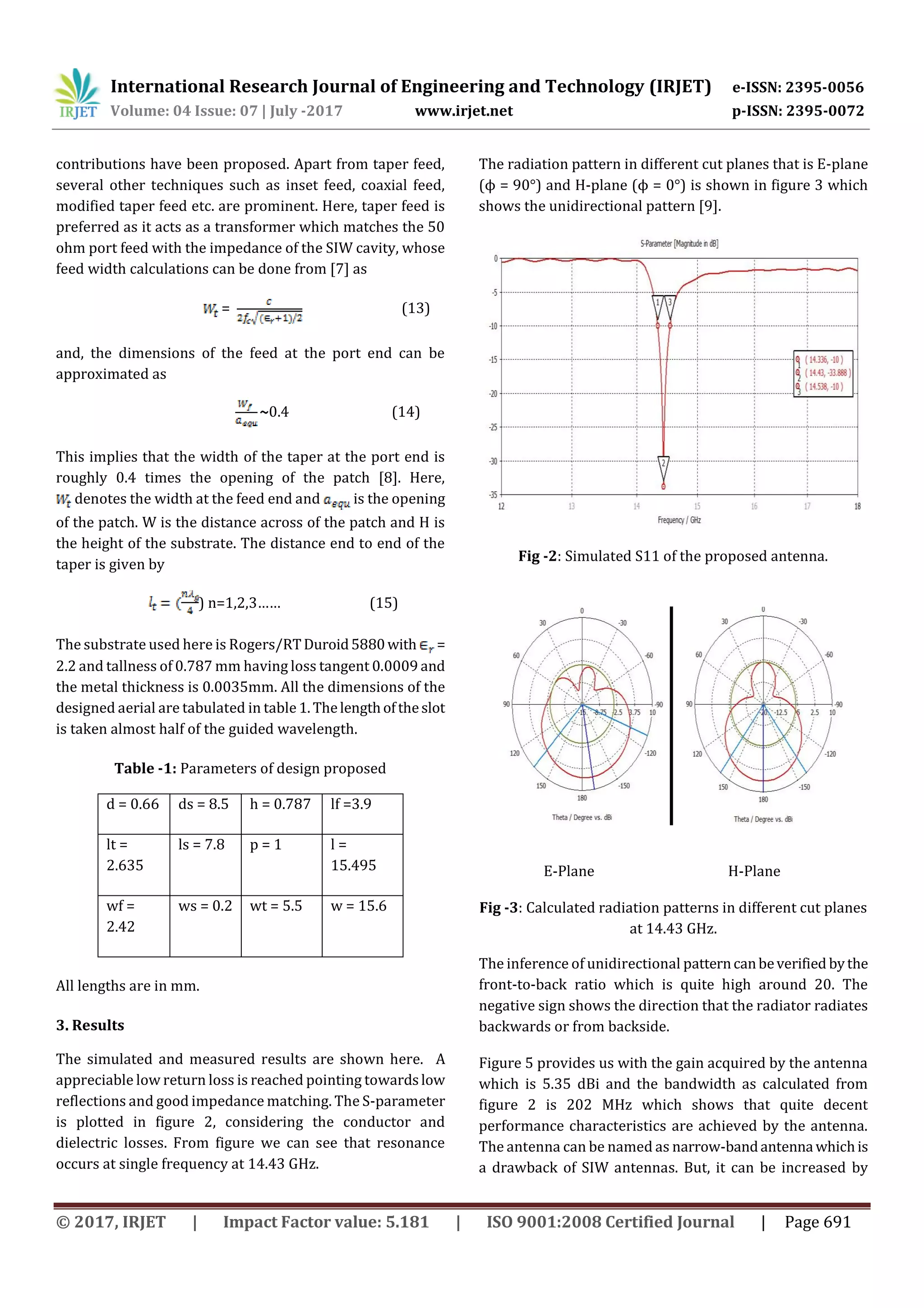 Miniaturized Cavity Backed Substrate Integrated Waveguide Antenna for Ku-Band Application | PDF