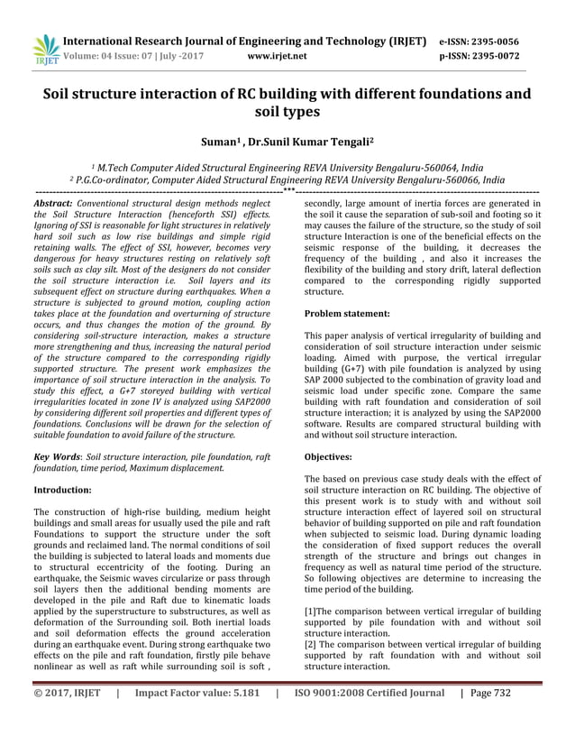 Soil structure interaction of RC building with different foundations and soil types | PDF