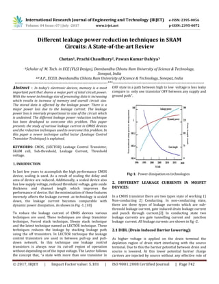 Different Leakage Power Reduction Techniques in SRAM Circuits : A State-of-the-Art Review | PDF