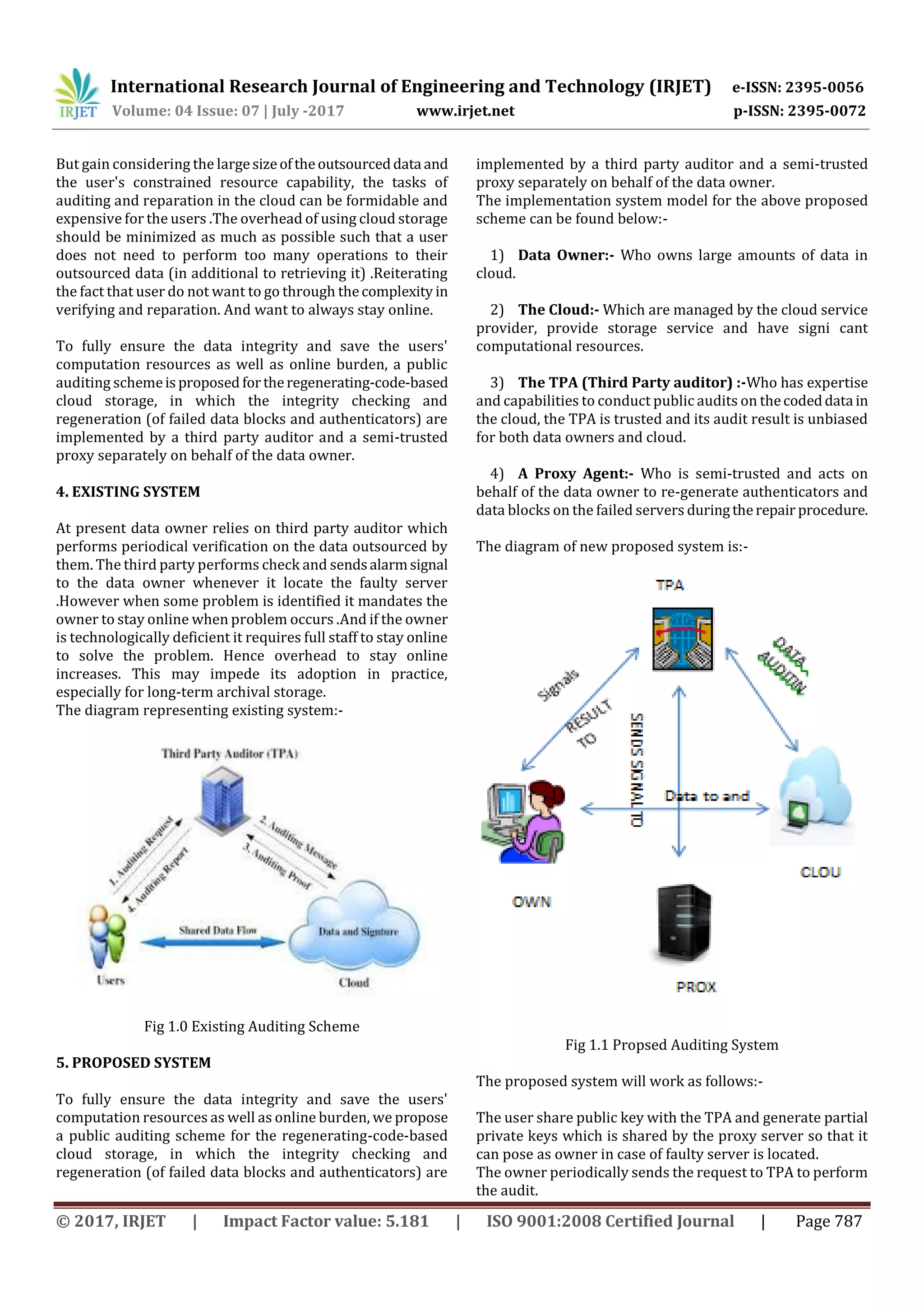 Public Auditing For Regenerating Code Based Cloud Storage Pdf