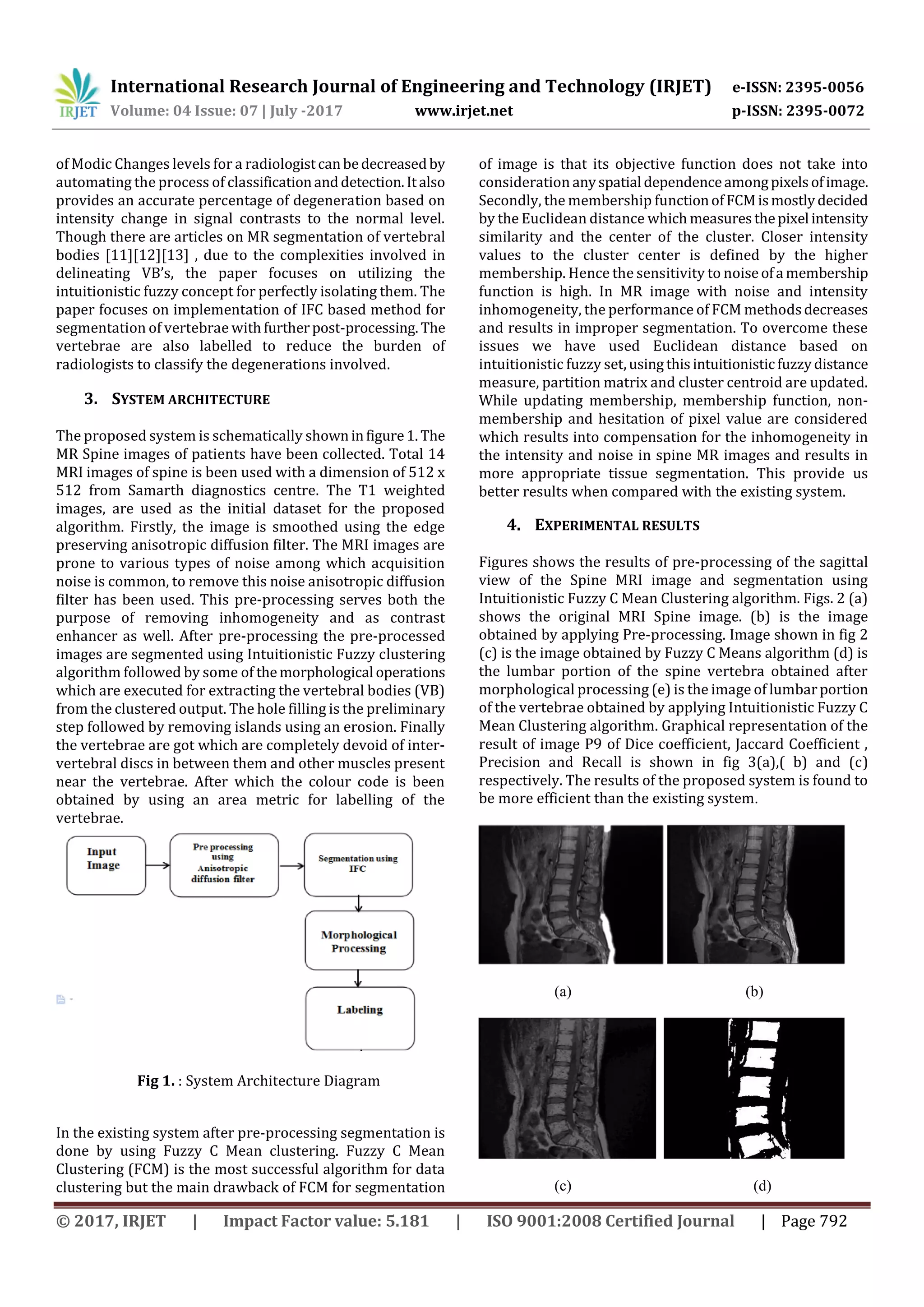 Intuitionistic Fuzzy Clustering Based Segmentation of Spine MR Images | PDF
