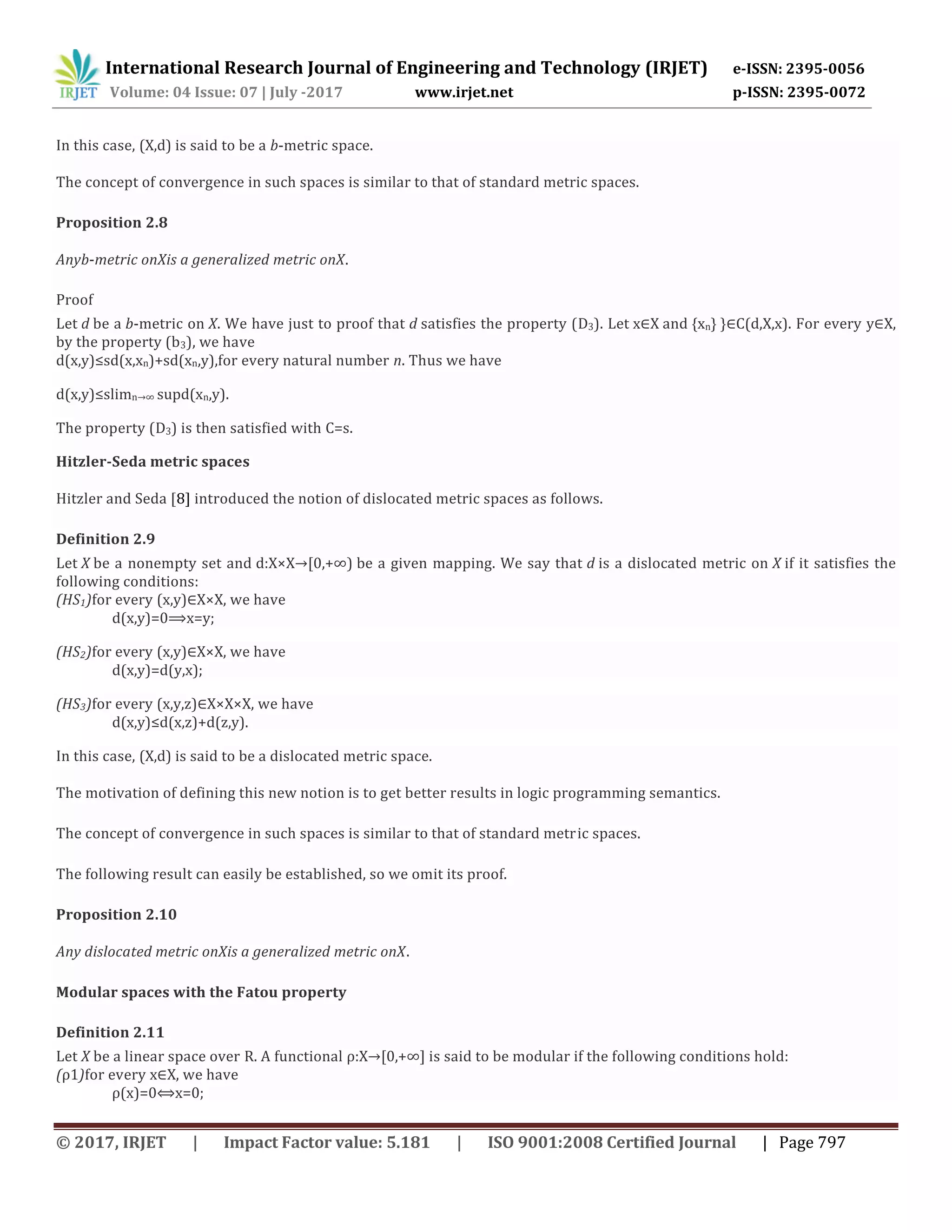 A Generalized Metric Space And Related Fixed Point Theorems Pdf