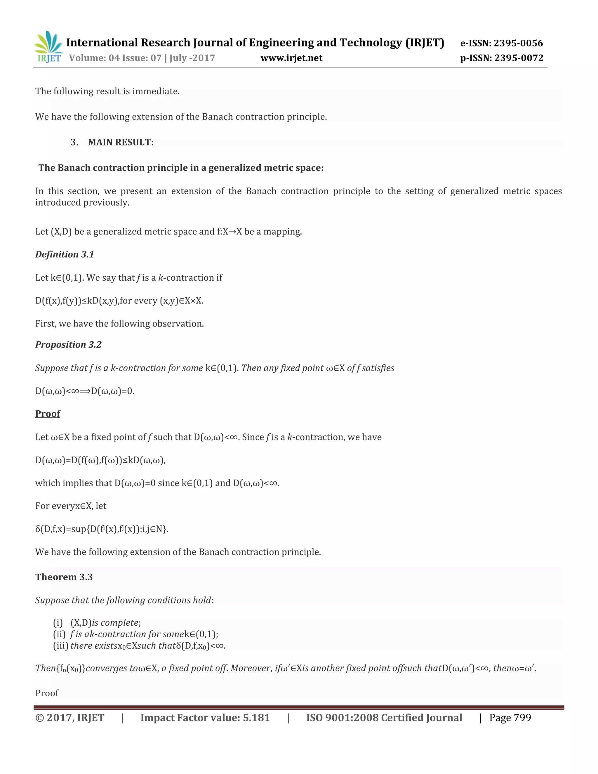 A Generalized Metric Space And Related Fixed Point Theorems Pdf