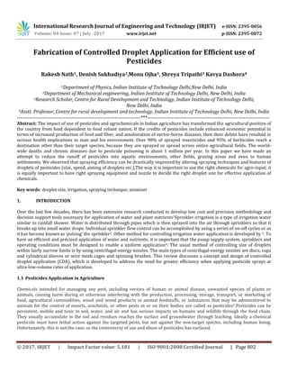 Fabrication of Controlled Droplet Application for Efficient use of ...