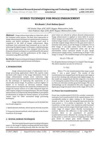 Hybrid Technique for Image Enhancement | PDF
